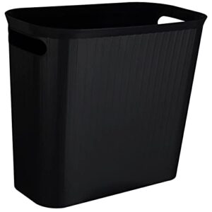 rejomiik small trash can, 3.5 gallon garbage can slim waste basket plastic trash bin container with handles for bathroom, bedroom, office, home, dorm room, kitchen, rectangular black