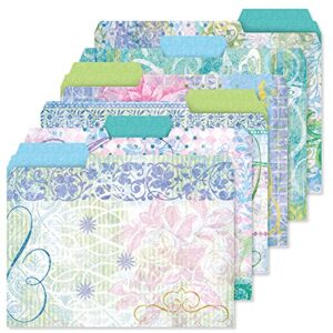 floral fun file folder value pack – set of 24 (6 designs) 1/3 cut staggered tabs, letter-size designed folders…