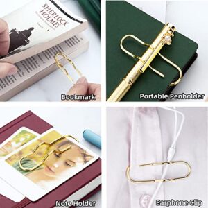 10Pcs Metal Pen Clips, Multi Function Pen Holder Clips Bookmarks for Notebooks, Paper Clip Stationery Tool