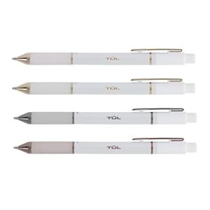 TUL® BP Series Retractable Ballpoint Pens, Medium Point, 1.0 mm, Pearl White Barrel, Black Ink, Pack Of 12 Pens