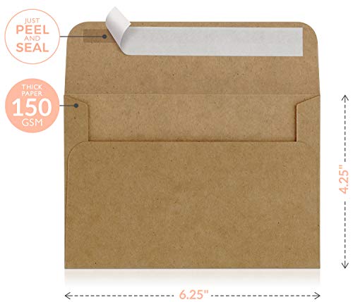 Sweetzer & Orange, A4 Brown Envelopes Self Seal. 100x Envelope and Box. Mailing Envelopes 4x6 (4.25 x 6.25 in.) Kraft 150gsm Self Sealing Envelopes, Blank 4x6 Envelopes for Invitations and Wedding