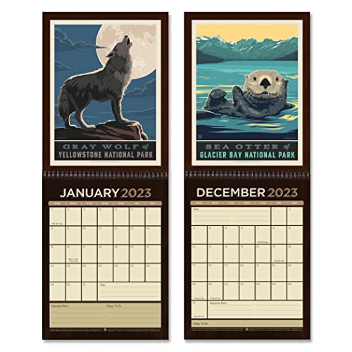 Americanflat 12 Month 2023 Calendar - National Park Wildlife Design - Monthly Format Large Wall Calendar - Hanging Wall Planner 10x26 Inches When Open