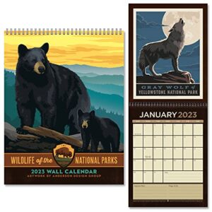 Americanflat 12 Month 2023 Calendar - National Park Wildlife Design - Monthly Format Large Wall Calendar - Hanging Wall Planner 10x26 Inches When Open