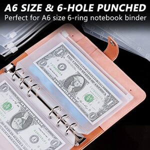 35pcs Binder Pockets A6 Binder Zipper Folders 6 Holes Zipper Binder Pocket for 6-Ring Notebook Binder Loose Leaf Bags, Waterproof PVC Pouch Document Filing Bags Zipper Loose Leaf Bags for Cash, Cards