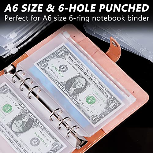 35pcs Binder Pockets A6 Binder Zipper Folders 6 Holes Zipper Binder Pocket for 6-Ring Notebook Binder Loose Leaf Bags, Waterproof PVC Pouch Document Filing Bags Zipper Loose Leaf Bags for Cash, Cards