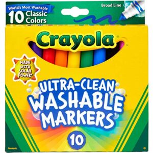 crayola ultra clean washable markers, broad line, classic colors, 10 count