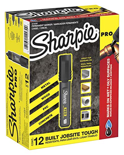 Sharpie Pro Permanent Marker, Medium, Chisel Tip, Black, 12 Count (2018326)