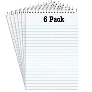 Steno Pads Notebooks, Top Bound Spiral Steno Book -Stenos Note Pads Gregg Ruled, White, 80 Sheets Per Steno Notepad - 6 x 9 Inch - Great for Note-taking and Making To-do Lists - 6 Pack