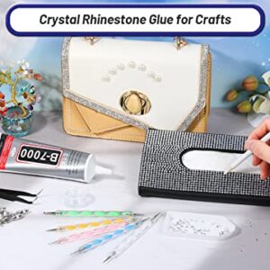 Upgrade B-7000 Crystal Rhinestone Jewelry Glue Clear, 110ml 3.7 fl oz Craft Glue Craft Adhesive Fabric Super Repair Glue with Precision Tips Multi Dotting Stylus for Nail Art,Jewelry,Phone Repair.