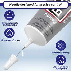 Upgrade B-7000 Crystal Rhinestone Jewelry Glue Clear, 110ml 3.7 fl oz Craft Glue Craft Adhesive Fabric Super Repair Glue with Precision Tips Multi Dotting Stylus for Nail Art,Jewelry,Phone Repair.