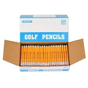 rarlan golf pencils with erasers, 2 hb, pre-sharpened, 200 count bulk pack