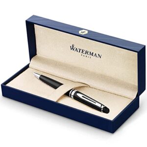 waterman expert black ballpoint pen ct, medium point, blue ink