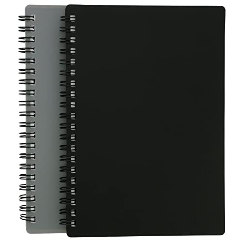 Juvale 2 Pack Spiral Password Notebook with Alphabetical Tabs, Internet Address Keeper Logbooks, Grey/Black (6x7 In)