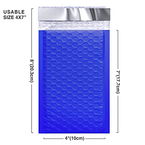 Metronic 4x8 Bubble Mailer 50 Pack Royal Blue, Cushioning Padded Envelopes, Self Seal Adhesive Shipping Bags, Waterproof Bubble Envelopes for Small Business, Jewelry, Sports Cards, Makeup #000