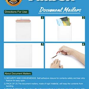 ValBox 6x8 Self Seal Photo Document Mailers 25 Pack Stay Flat White Cardboard Envelopes, 6.25 x 8.25 Inches