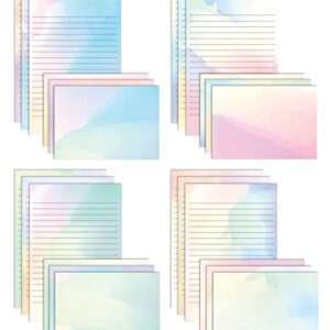 Mini Stationery Set, 100 Piece Set (50 Lined Watercolor Sheets + 50 Matching Envelopes), 5.5 x 8.25 inch, 12 Unique Designs, Double Sided Printing, One Side Lined Paper, by Better Office Products