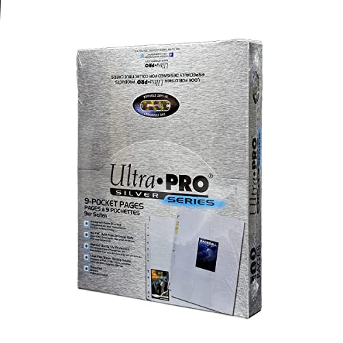 Ultra Pro 9 Pocket Pages Silver Series 100 Pages of Card Sleeves for Trading Card Binder, Baseball Card Binder, Pokemon Card Sleeves and Baseball Card Sleeves