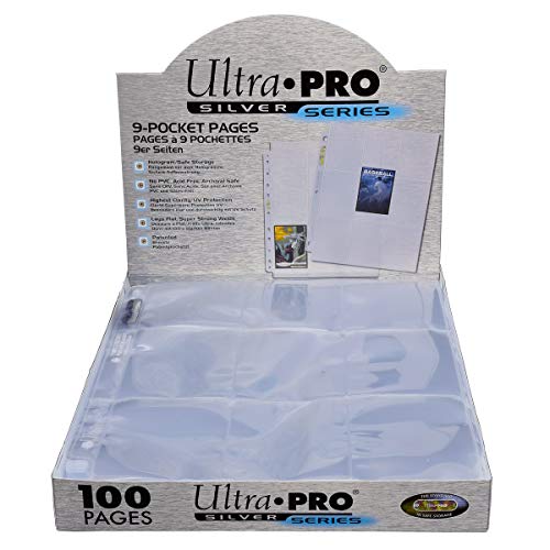 Ultra Pro 9 Pocket Pages Silver Series 100 Pages of Card Sleeves for Trading Card Binder, Baseball Card Binder, Pokemon Card Sleeves and Baseball Card Sleeves