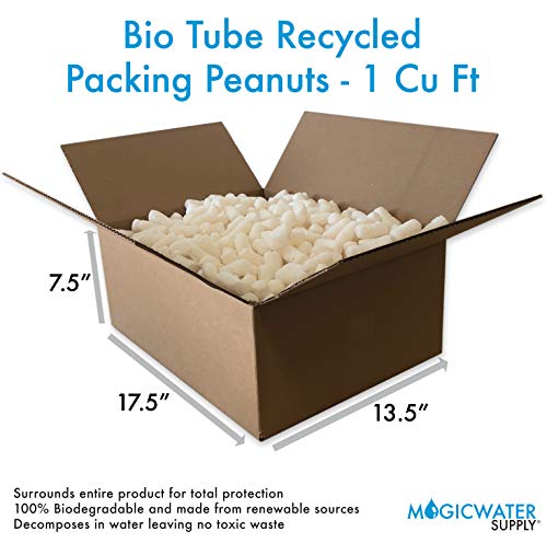 1 Cu Ft White Bio Tube Recycled Anti Static Packing Peanuts Popcorn Tube Shape Loose Fill | Magicwater Supply