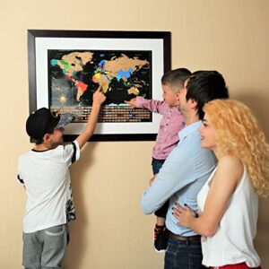 Scratch Off World Map Poster And Deluxe United States Map – Includes Complete Accessories Set & All Country Flags – Premium Wall Art Gift for Travelers, Map of the World