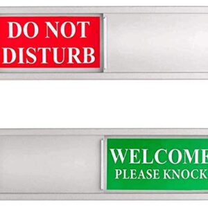 Privacy Sign - Do Not Disturb / Welcome Sign for Home Office Restroom Conference Hotel Hospital, Non-Scratch Magnetic Slider Door Indicator Sign Tells Whether Room Vacant or Occupied (Silver)