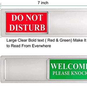 Privacy Sign - Do Not Disturb / Welcome Sign for Home Office Restroom Conference Hotel Hospital, Non-Scratch Magnetic Slider Door Indicator Sign Tells Whether Room Vacant or Occupied (Silver)