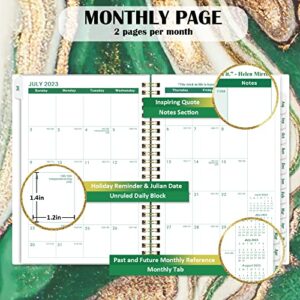 Planner 2023-2024 - 2023-2024 Academic Planner with Tabs, July 2023 - June 2024, 6.3" x 8.4", Academic Weekly and Monthly Planner 2023-2024 with Back Pocket + Thick Paper + Twin-Wire Binding - Green Gliding