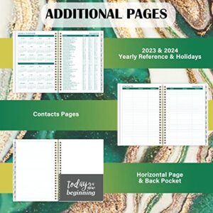 Planner 2023-2024 - 2023-2024 Academic Planner with Tabs, July 2023 - June 2024, 6.3" x 8.4", Academic Weekly and Monthly Planner 2023-2024 with Back Pocket + Thick Paper + Twin-Wire Binding - Green Gliding