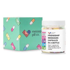 messagepillco Messages in a Bottle Friendship Gift for Your Bestfriend (50PCS) Pre-Written Capsule Letters in Plastic Jar BFF Gifts Perfect for Unique Birthday Gifts, Sister and Valentine’s Day