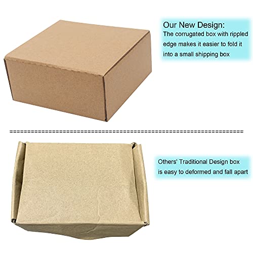 10 Pack Small Shipping Boxes 6x4x3'' Corrugated Small Cardboard Boxes for Shipping, Recyclable Packaging Boxes for Small Business, Mailer, Gift Packing, Crafts Packing, Jewelry Box Shipping, Brown