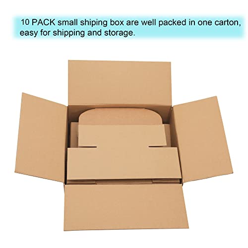 10 Pack Small Shipping Boxes 6x4x3'' Corrugated Small Cardboard Boxes for Shipping, Recyclable Packaging Boxes for Small Business, Mailer, Gift Packing, Crafts Packing, Jewelry Box Shipping, Brown