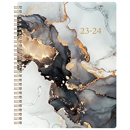 Planner 2023-2024 - Jul.2023 - Jun.2024, 2023-2024 Planner, Academic Planner 2023-2024, 2023-2024 Planner Weekly & Monthly with Tabs, 8" x 10", Flexible Cover, Twin-Wire Binding - Black Waterink