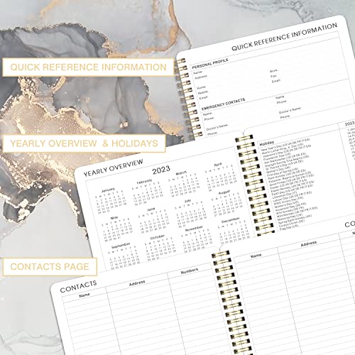 Planner 2023-2024 - Jul.2023 - Jun.2024, 2023-2024 Planner, Academic Planner 2023-2024, 2023-2024 Planner Weekly & Monthly with Tabs, 8" x 10", Flexible Cover, Twin-Wire Binding - Black Waterink