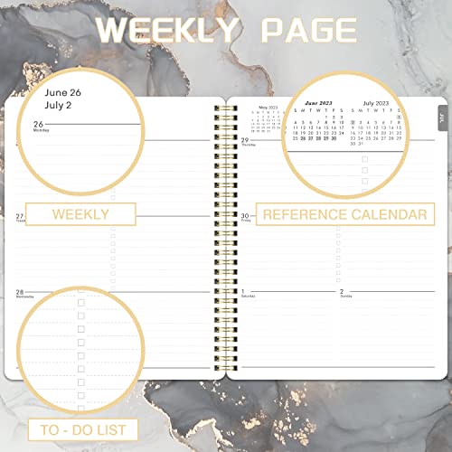 Planner 2023-2024 - Jul.2023 - Jun.2024, 2023-2024 Planner, Academic Planner 2023-2024, 2023-2024 Planner Weekly & Monthly with Tabs, 8" x 10", Flexible Cover, Twin-Wire Binding - Black Waterink