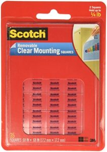 scotch(r) removable wall mounting tabs, 11/16in. x 11/16in, clear, box of 35