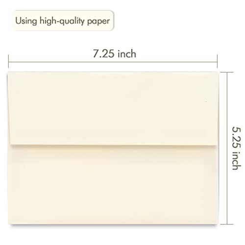 A7 ivory Invitation 5x7 Envelopes - Self Seal, Square Flap,Perfect for 5x7 Cards, Weddings, Birthday, invitations, Graduation, Baby Shower, 5.25 x 7.25 Inches , 100 Pack, ivory