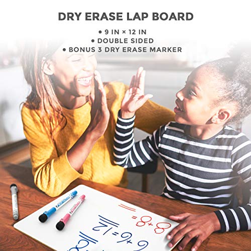 Nicpro 9 x 12 inches Lapboard Small Dry Erase Lap Board Double Sided with 3 Water-Based Pens Learning Mini Whiteboard Portable for Kid Student and Classroom Use