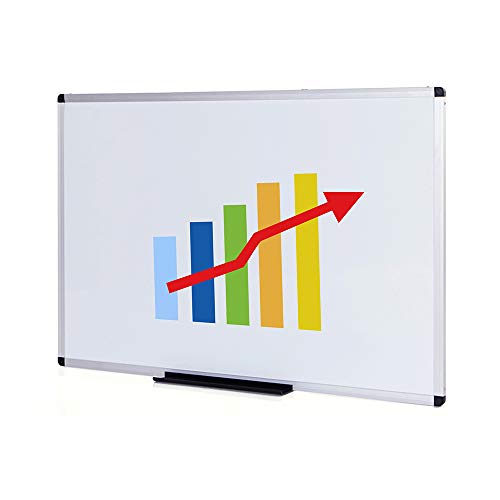 VIZ-PRO Dry Erase Board/Whiteboard, 48 x 36 Inches, Wall Mounted Board for School Office and Home