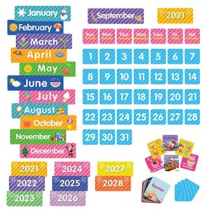 REGELETO Black Calendar Pocket Chart for Classroom with 85 Cards and 3 Hooks, Monthly Calendar and Weather Pocket Chart for Kids Learning for Home or Kindergarten (25” X 24”)