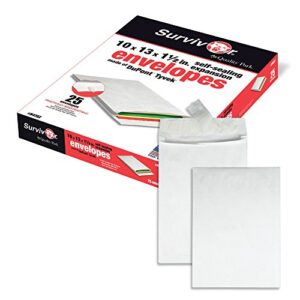 quality park survivor r4202 tyvek expansion mailer, 10 x 13 x 1 1/2, white (box of 25)