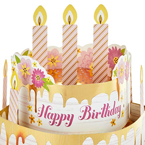 Hallmark Paper Wonder Birthday Pop Up Card for Women (Pink and Gold Birthday Cake)