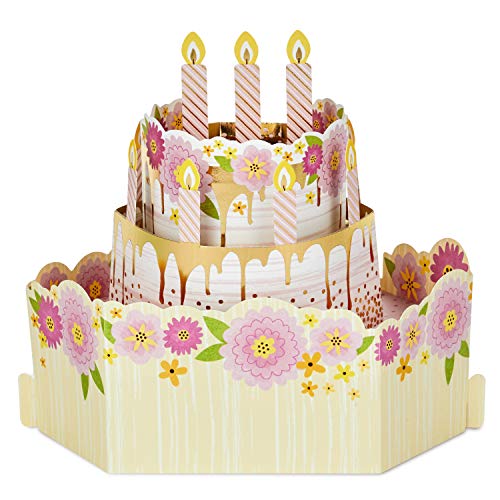 Hallmark Paper Wonder Birthday Pop Up Card for Women (Pink and Gold Birthday Cake)