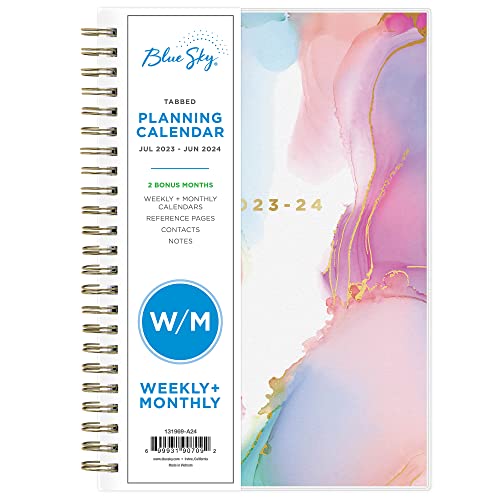 Ashley G for Blue Sky 2023-2024 Academic Year Weekly and Monthly Planner, 5" x 8", Flexible Cover, Wirebound, Multi Color Smoke (133682-A24)