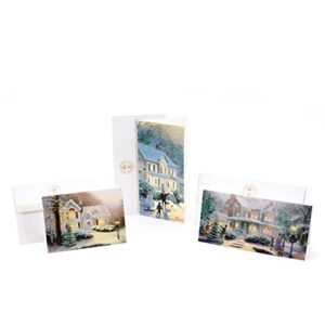 Hallmark Thomas Kinkade Boxed Christmas Cards Assortment, Snowy Houses (40 Cards with Envelopes and Foil Seals)