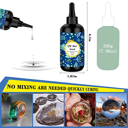 UV Resin 200g Transparent Ultraviolet Curing Clear Hard Type Resin, Solar Cure Resin for DIY Resin Jewelry Making