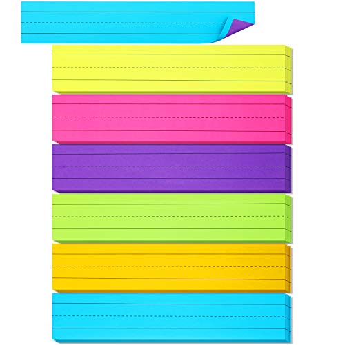 150 Sheets Sentence Strips Ruled Rainbow Sentence Strips Sentence Learning Strips for School Office Supplies, 6 Colors, 6 Pack (3 x 12 Inch)