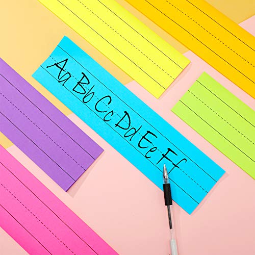 150 Sheets Sentence Strips Ruled Rainbow Sentence Strips Sentence Learning Strips for School Office Supplies, 6 Colors, 6 Pack (3 x 12 Inch)