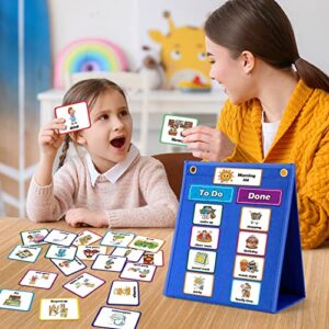 Torlam Visual Schedule for Kids Chore Chart, Morning Bedtime Routine Chart for Toddlers, Responsibility Daily Schedule Board Communication Cards Autism Learning Materials for Home School, 86 Cards