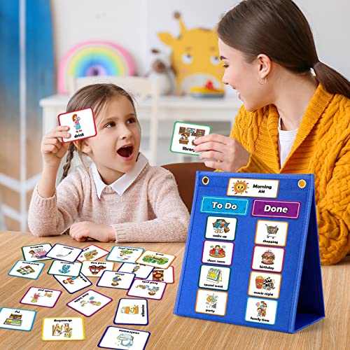 Torlam Visual Schedule for Kids Chore Chart, Morning Bedtime Routine Chart for Toddlers, Responsibility Daily Schedule Board Communication Cards Autism Learning Materials for Home School, 86 Cards