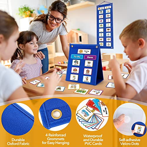 Torlam Visual Schedule for Kids Chore Chart, Morning Bedtime Routine Chart for Toddlers, Responsibility Daily Schedule Board Communication Cards Autism Learning Materials for Home School, 86 Cards